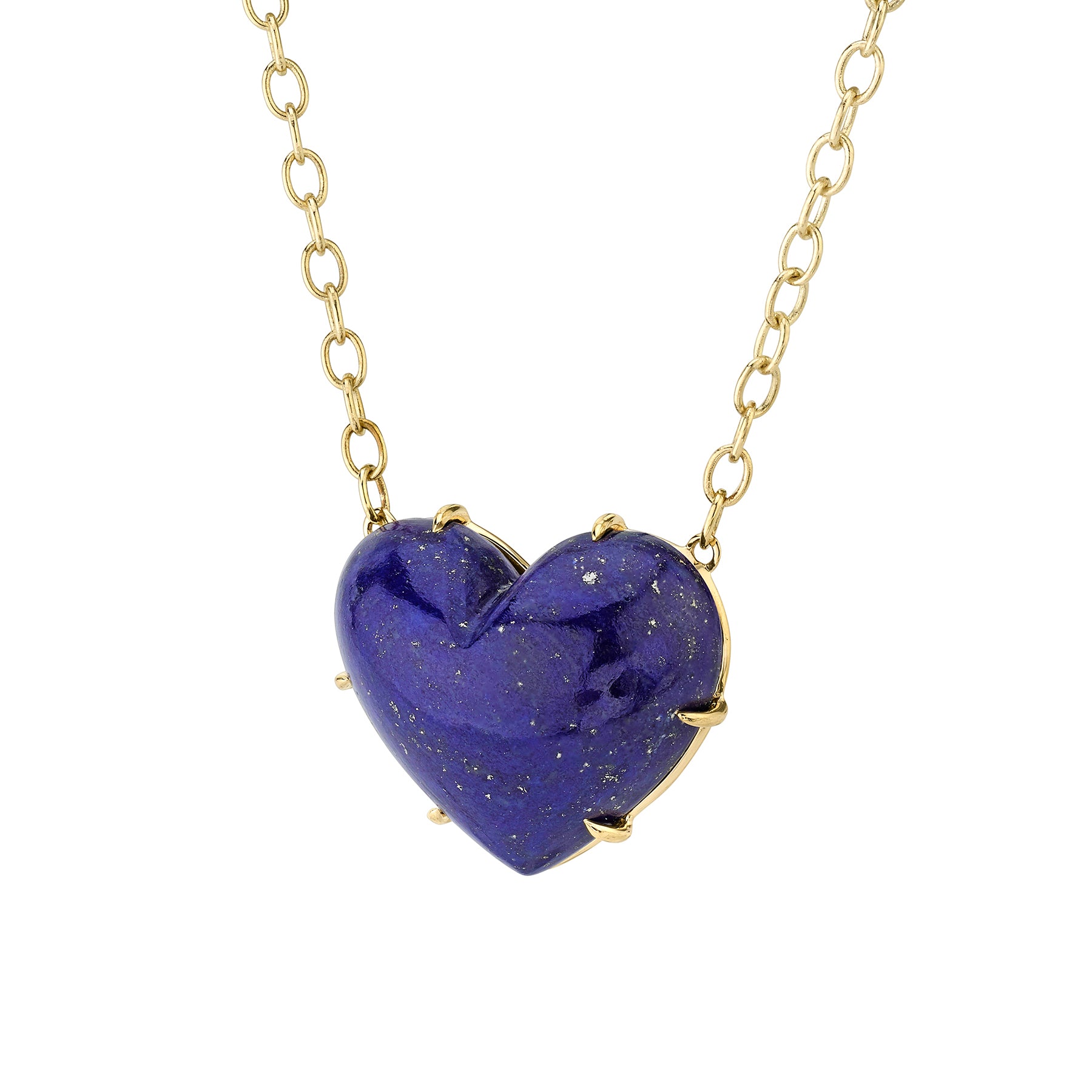 Ultimate Juicy Heart Necklace Blue Lapis 14K Yellow Gold