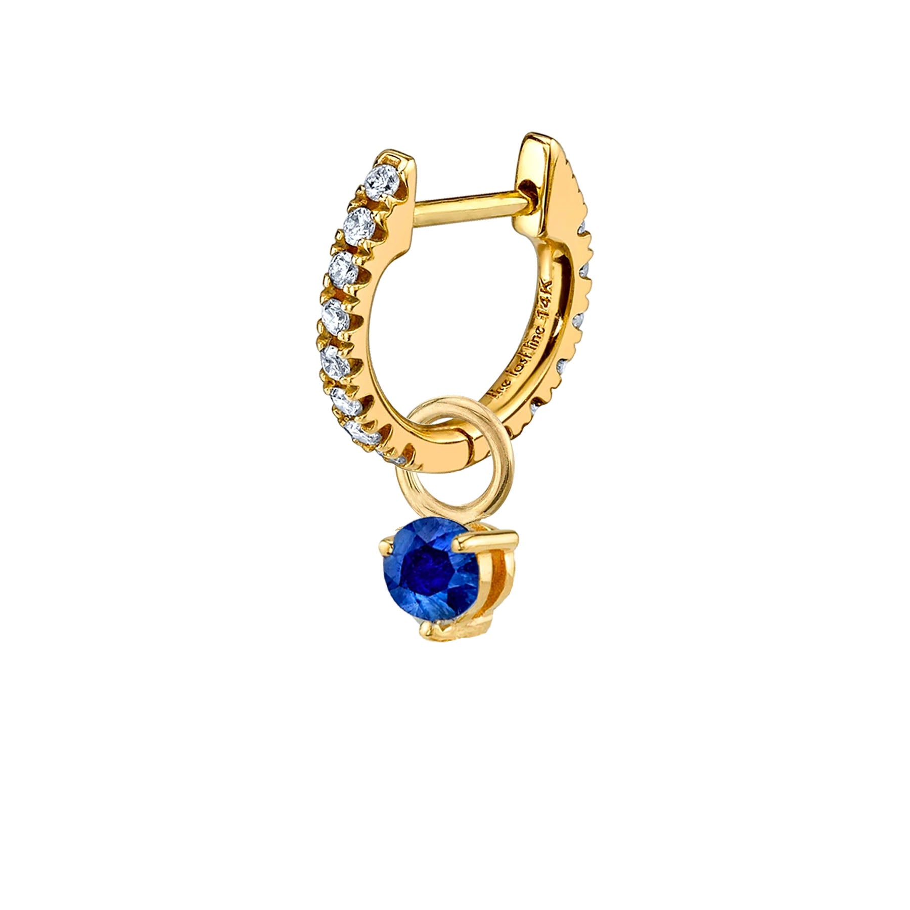 Solitaire Stone Hoop Charm - Blue Sapphire / 14k Yellow Gold – The Last ...