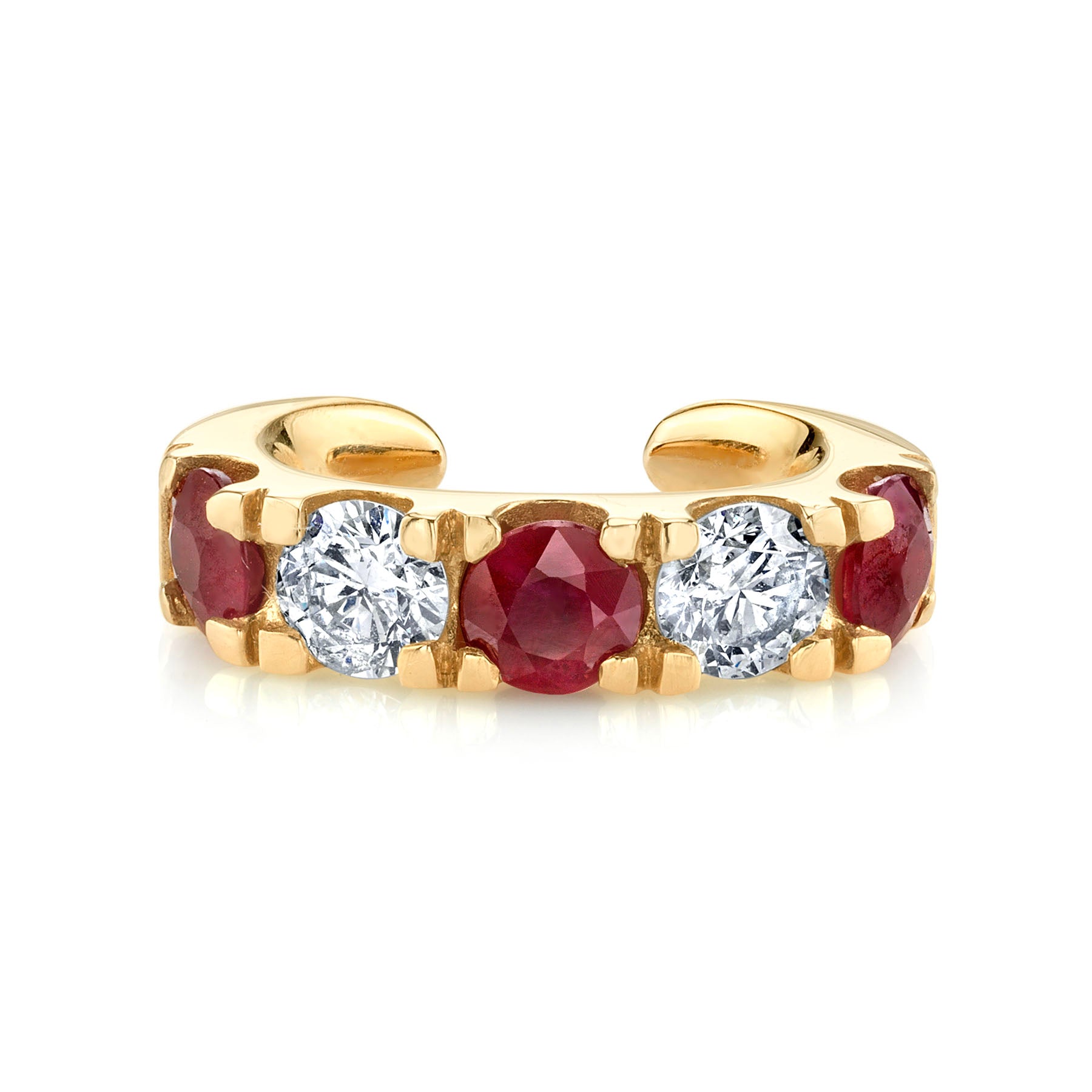 Classic Ear Cuff - White Diamond and Ruby / 14k Yellow Gold – The Last Line
