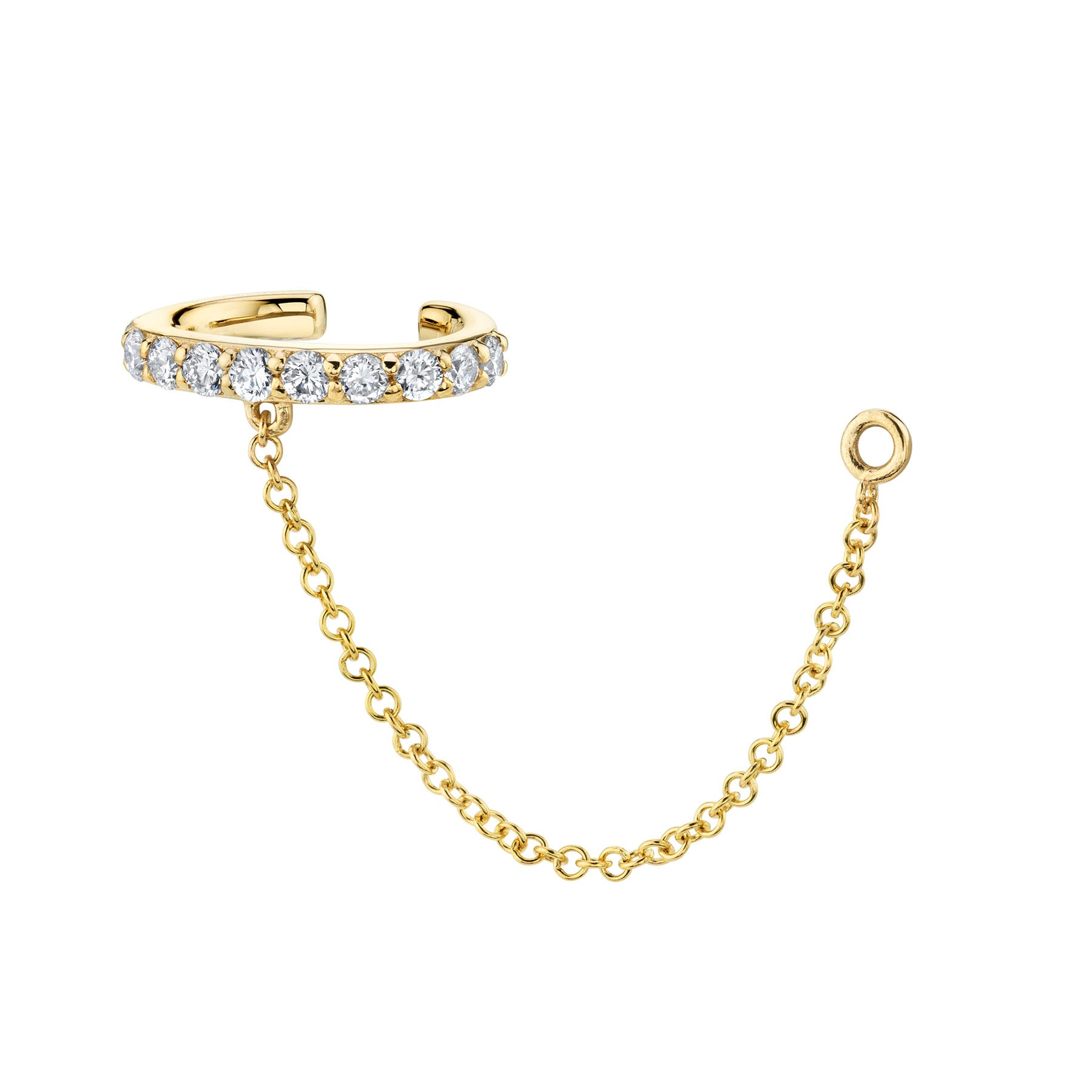 Connected Cuff Earring White Diamond 14k Yellow Gold The Last Line