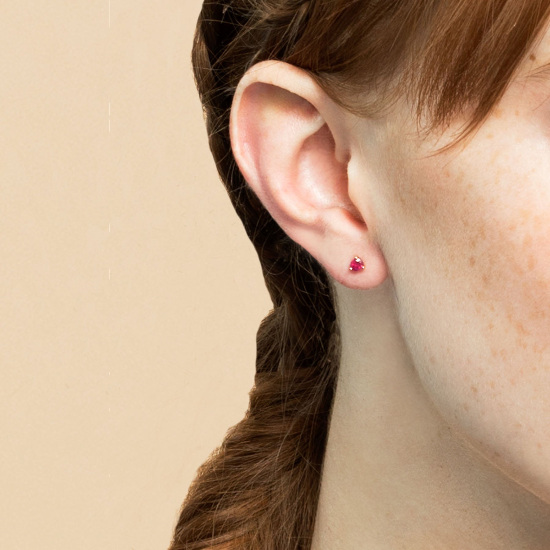 Round Stud #2 - Ruby / 14k Rose Gold – The Last Line