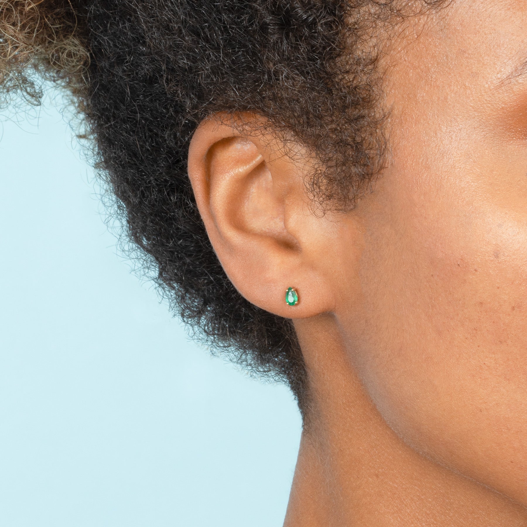 Pear Stud Earring - Emerald / 14k Yellow Gold – The Last Line