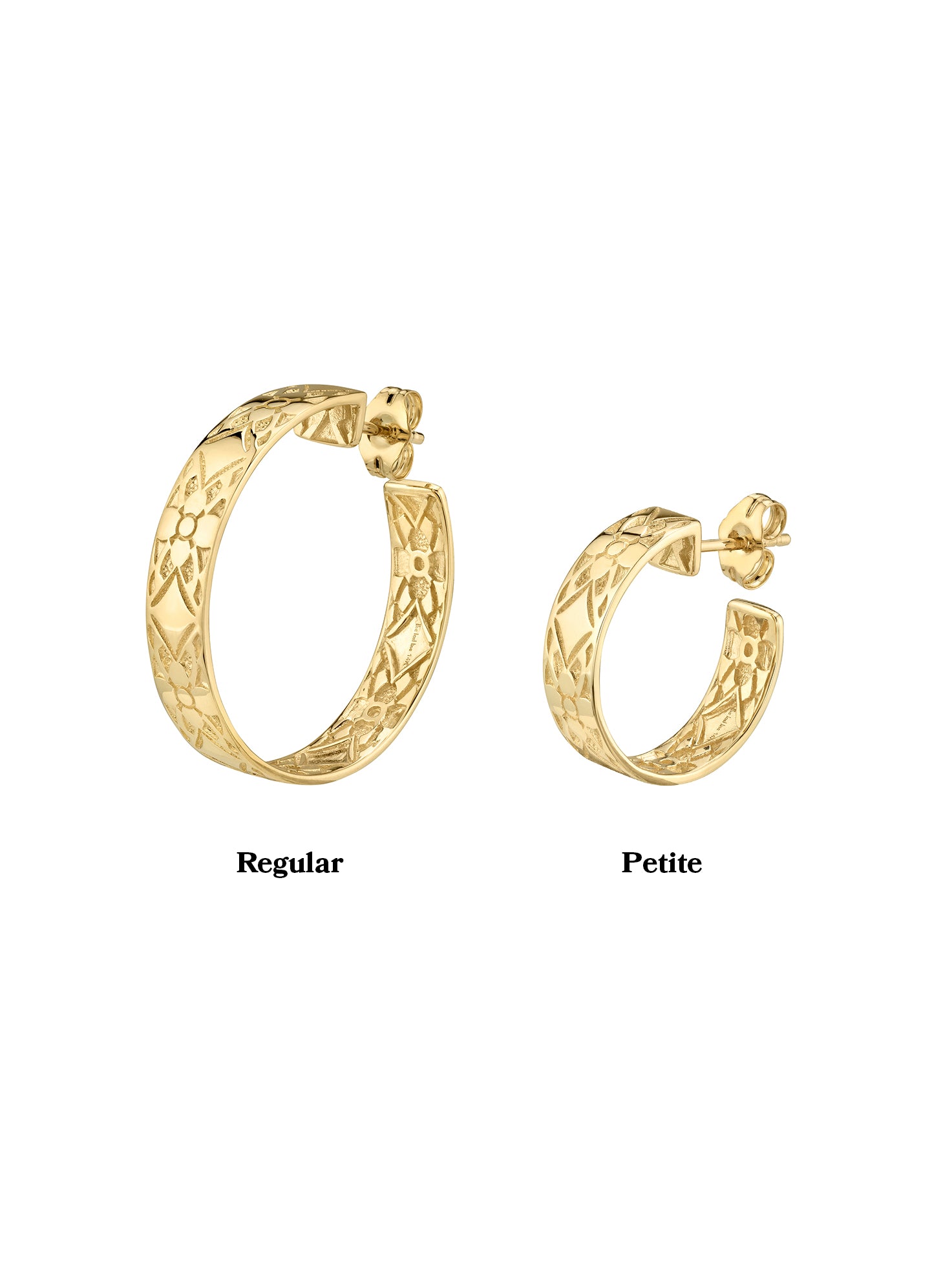 Large Engraved Hoop Earring 14k Yellow Gold The Last Line