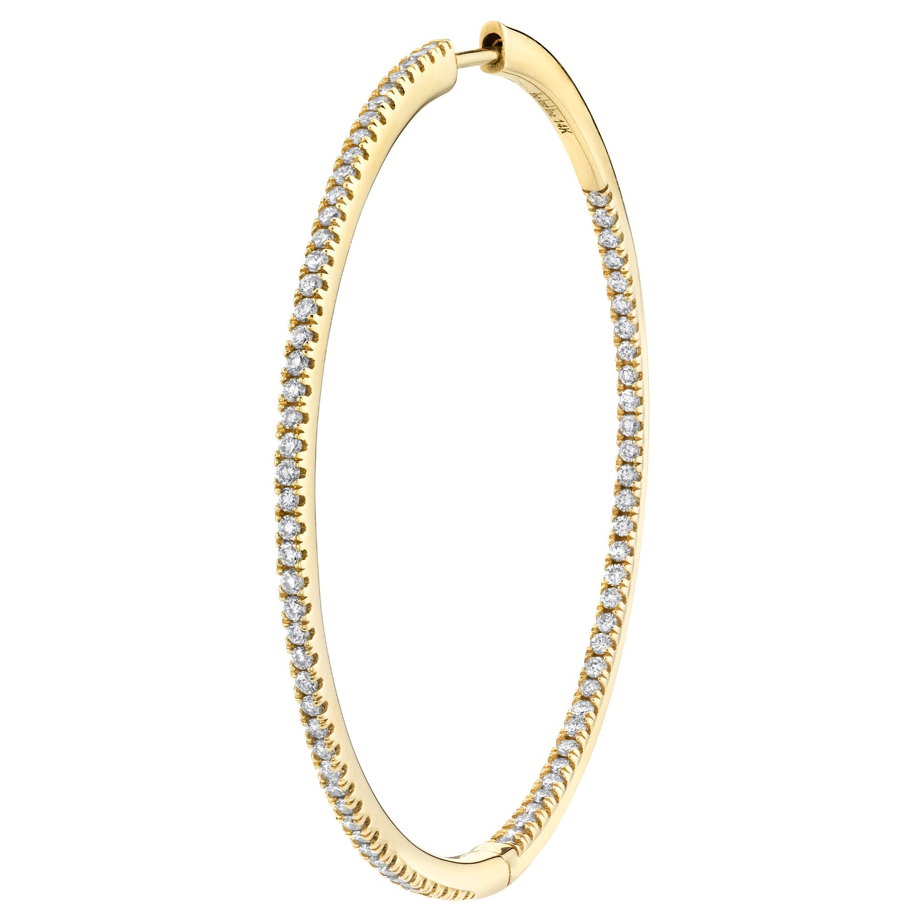 Double Extra large Inside Out Hoop - White Diamond / 14k Yellow Gold ...