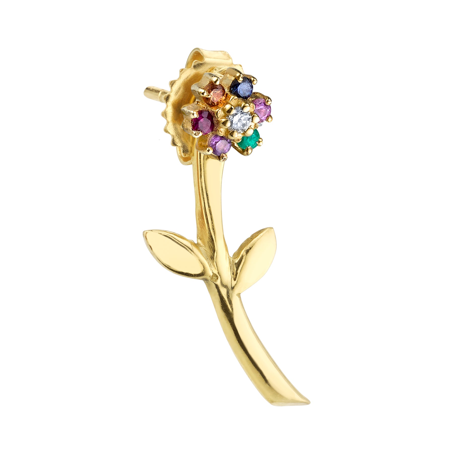 Mini Teddy Flower Earring - Rainbow / 14k Yellow Gold – The Last Line
