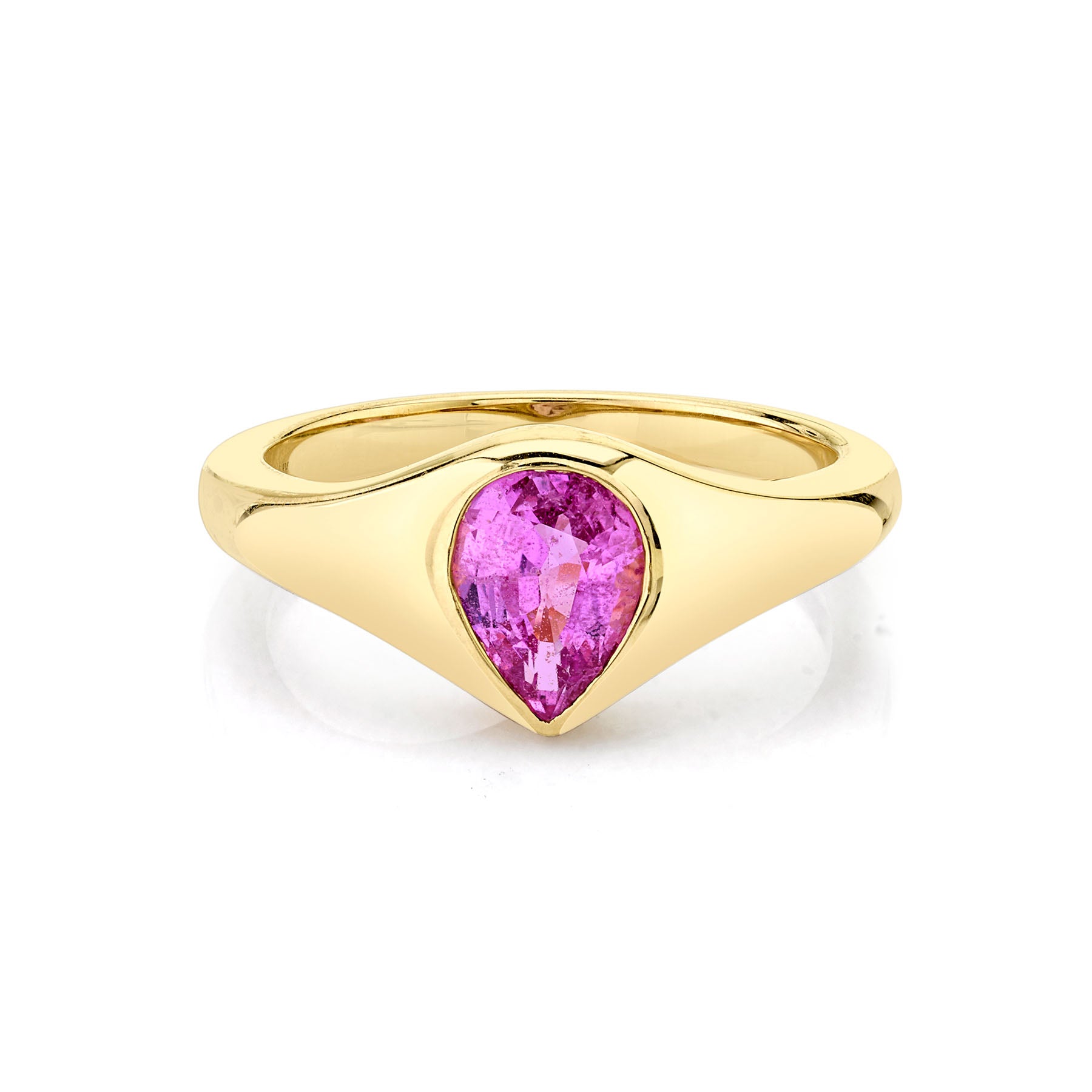 Pear Flush Set Signet - Pink Sapphire / 14k Yellow Gold – The Last Line