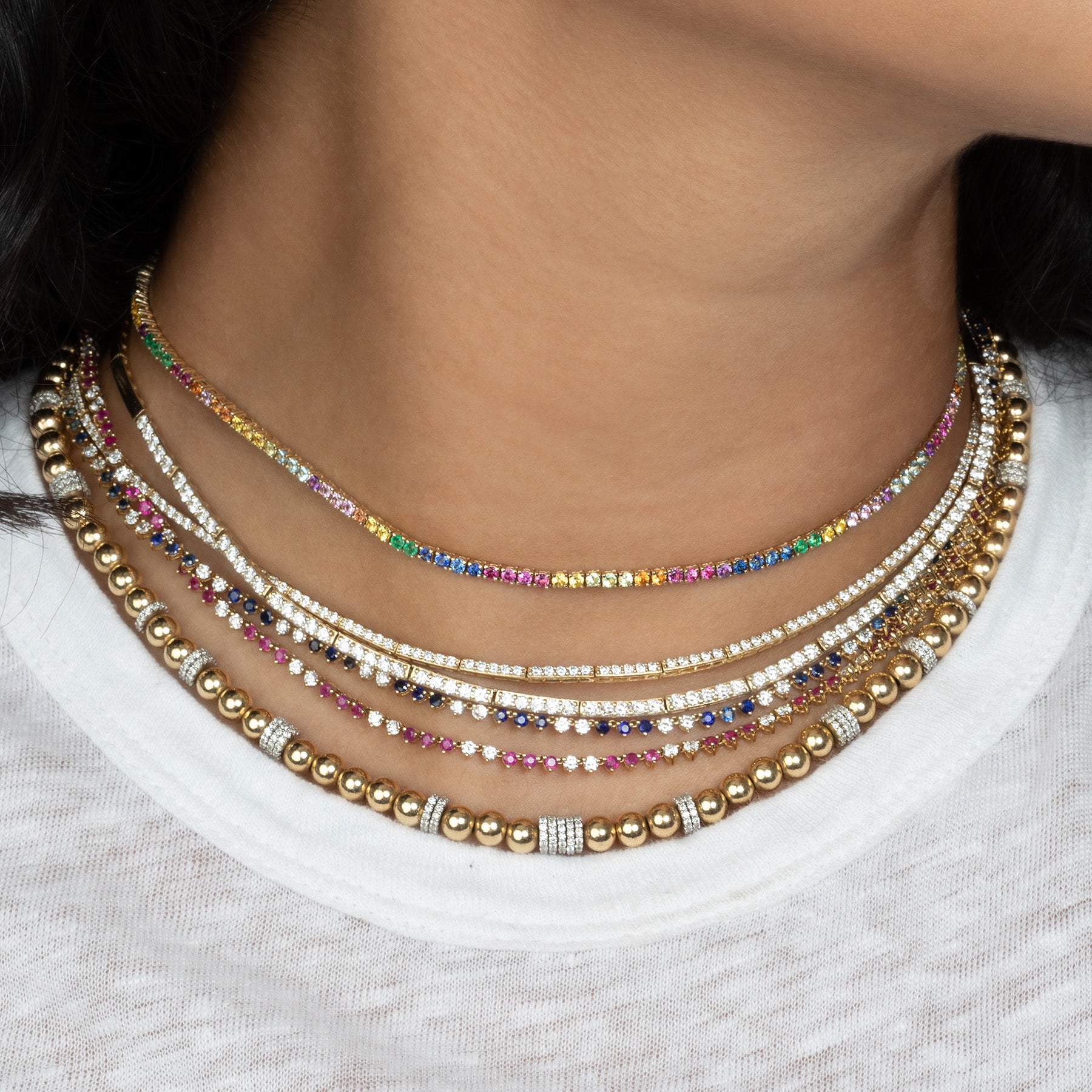 Perfect Collar Tennis Necklace - Rainbow / 14k Yellow Gold – The Last Line