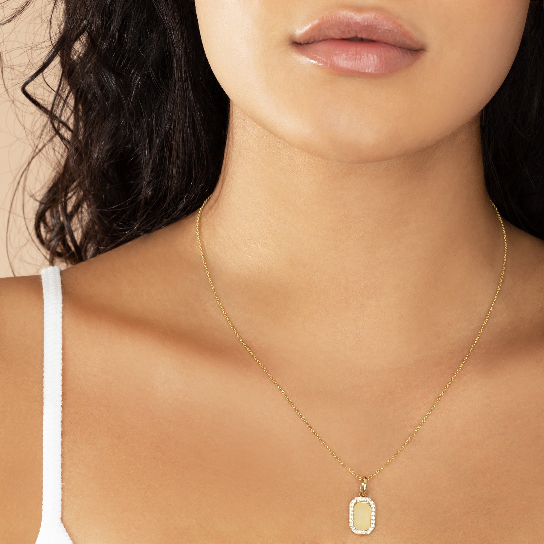 Rectangle Pendant - White Diamond / 14k Yellow Gold – The Last Line