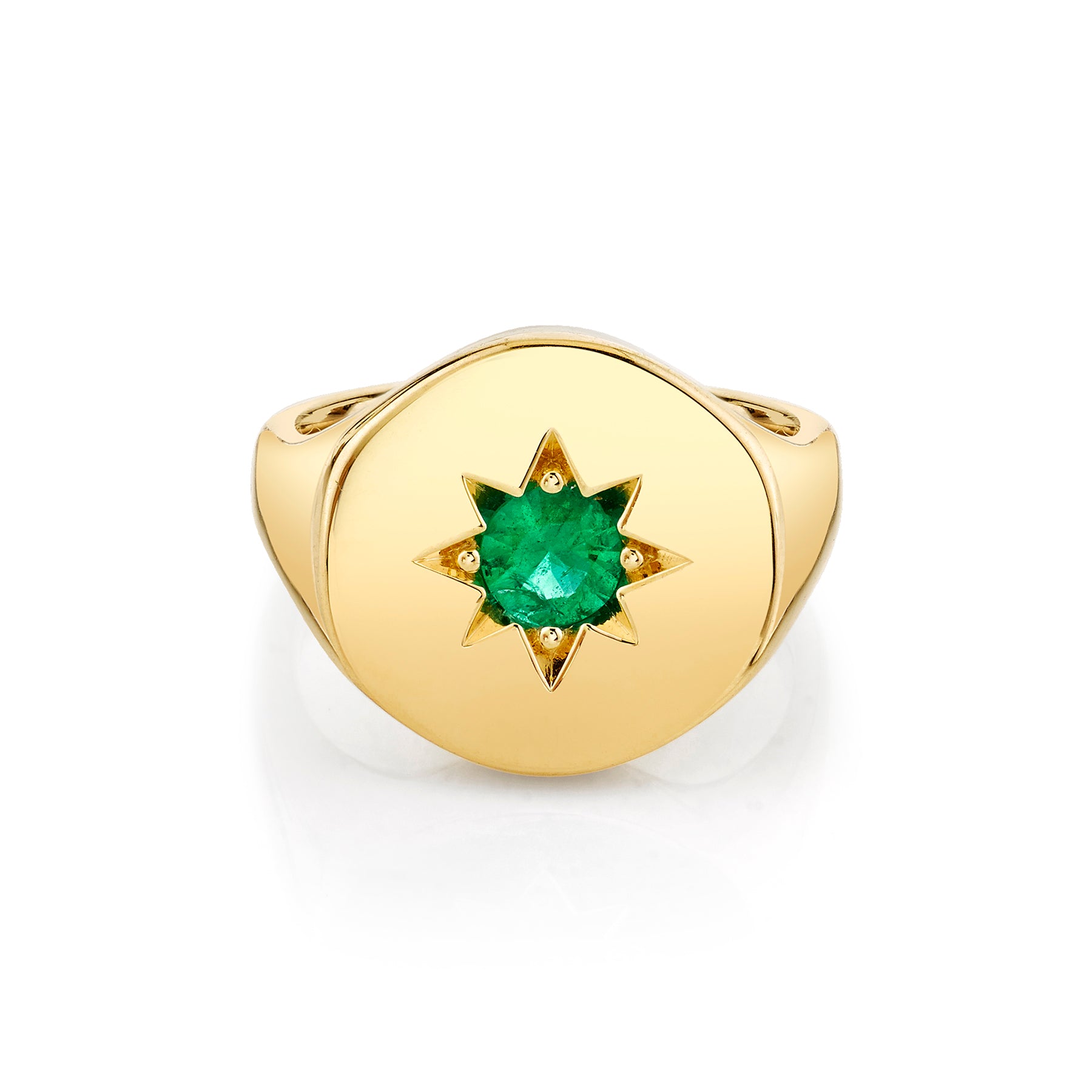 Star Set Signet Ring - Emerald / 14k Yellow Gold – The Last Line