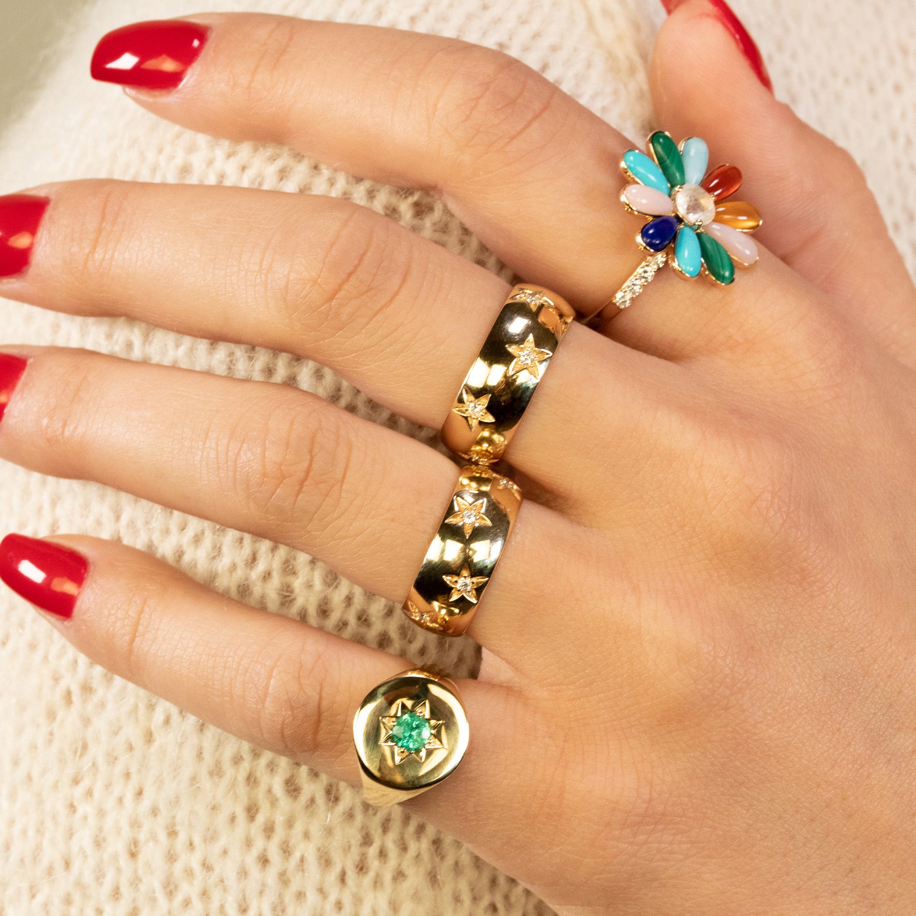 Star Set Signet Ring - Emerald / 14k Yellow Gold – The Last Line