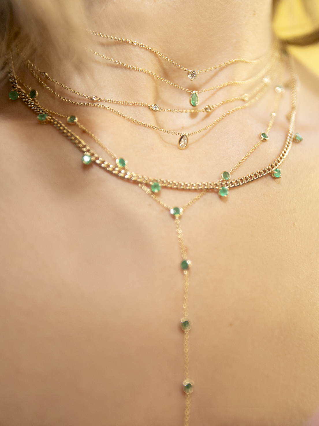 Teardrop Necklace - Emerald / 14k Yellow Gold – The Last Line