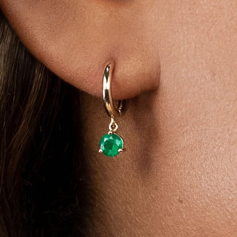 Ultimate Solitaire Slim Hoop - Emerald / 14k Yellow Gold – The Last Line