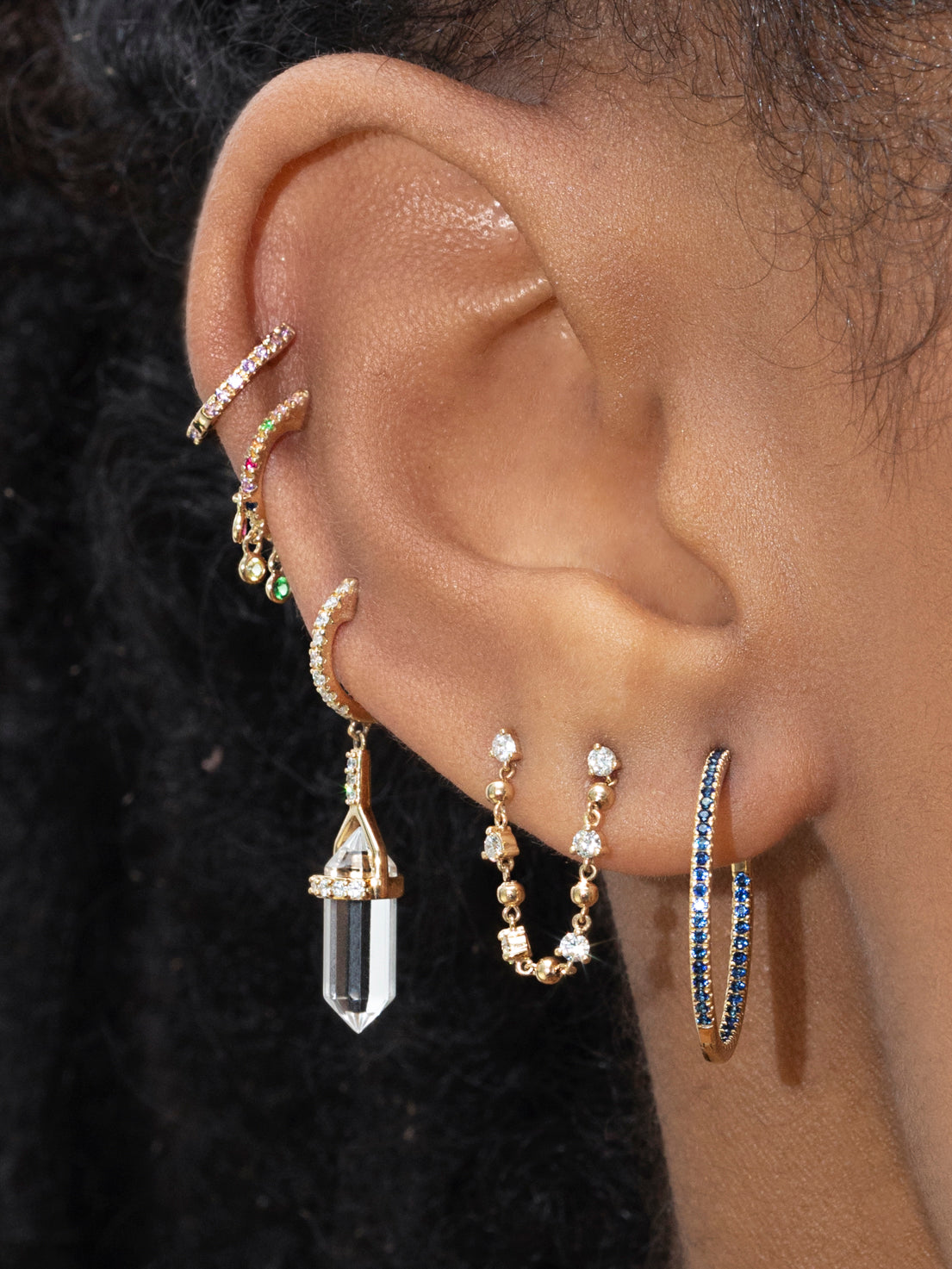 Large Inside Out Hoop - Blue Sapphire / 14k Yellow Gold – The Last Line