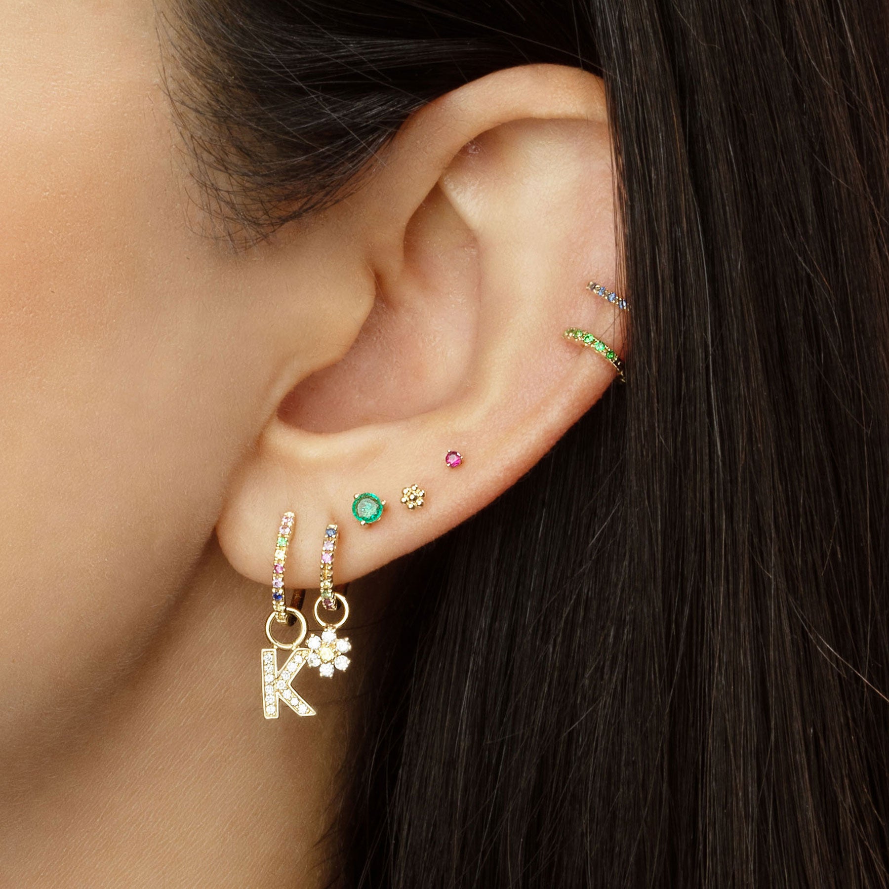 Round Stud #1 - Emerald / 14k Yellow Gold – The Last Line