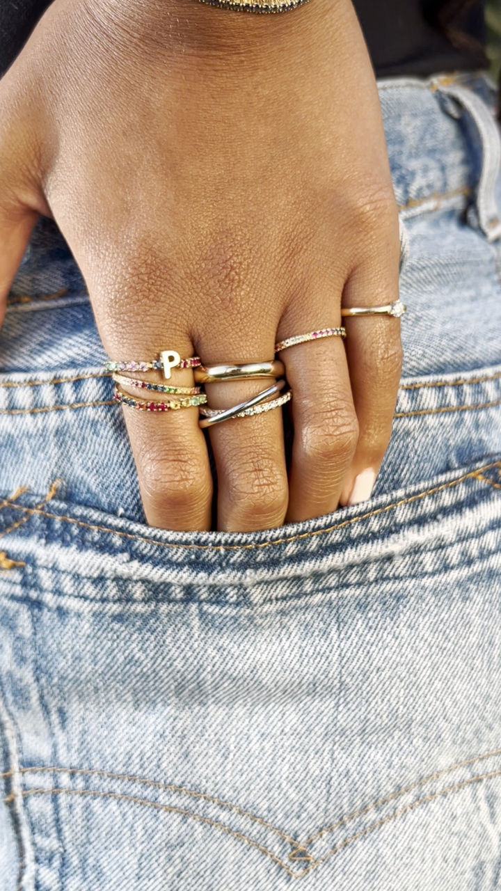 Personalized Tennis Ring - Rainbow / 14k Yellow Gold – The Last Line